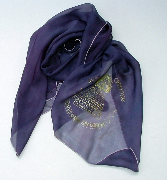 Free Masonic scarf 100 % silk Handpainted, Large orange 135x45cm gift ...