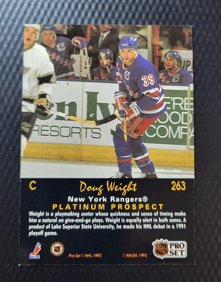 1992 Pro Set Platinum Prospect DOUG WEIGHT New York Rangers ROOKIE NHL ...