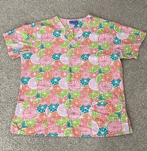 Carols Scrubs Womens Uniform Top Nurse Medical Smock Vet Fruit Orange ...