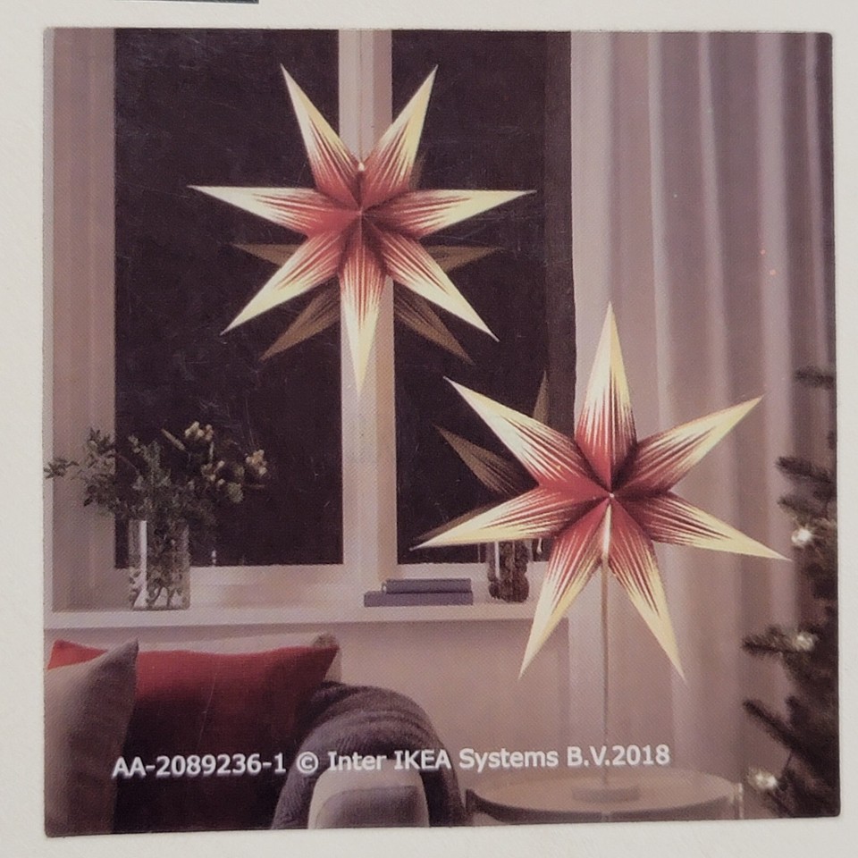 Ikea STRALA Star Pendant Large Lamp Shade White & Red 28 Inch Christmas ...