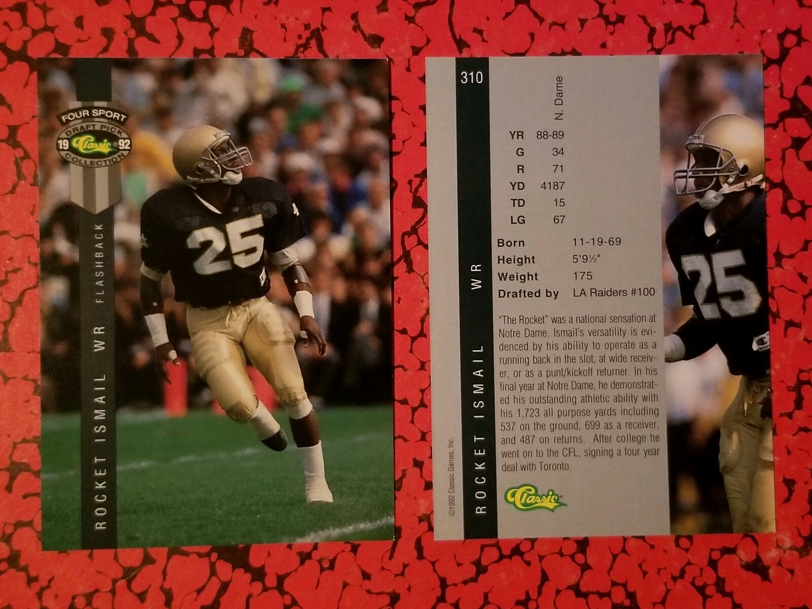 1992 Classic Four Sport Draft Pick Collection #310 Rocket Ismail ...