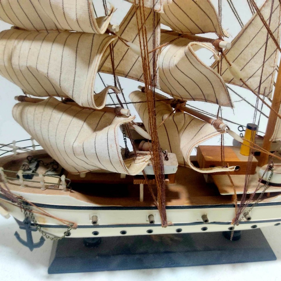Vintage Handmade Wood Model Sailing Boat Large Ship Sailor Nautical ...