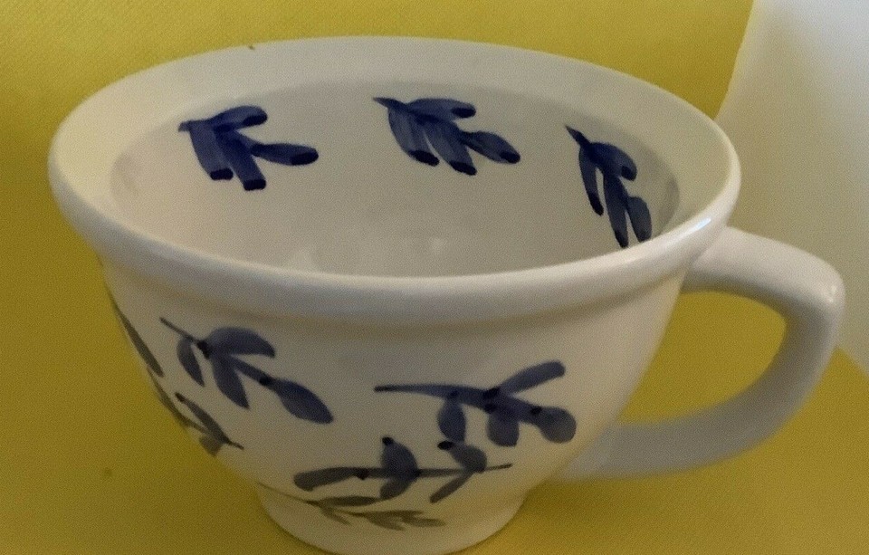 Tabletops Unlimited Hand Painted Collection Cup Blue & White pedestal ...