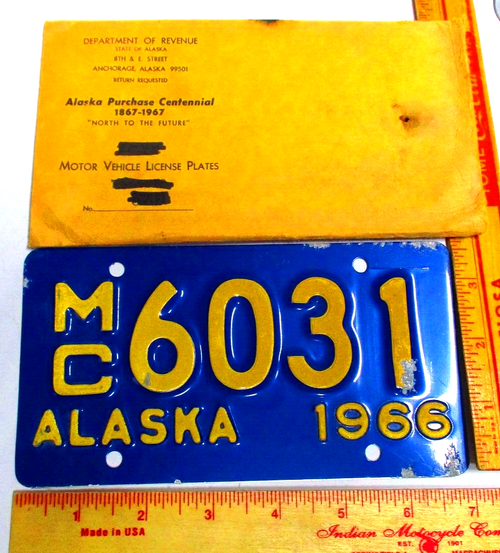 1966 Alaska motorcycle license plate Ak collectible tag biker garage ...