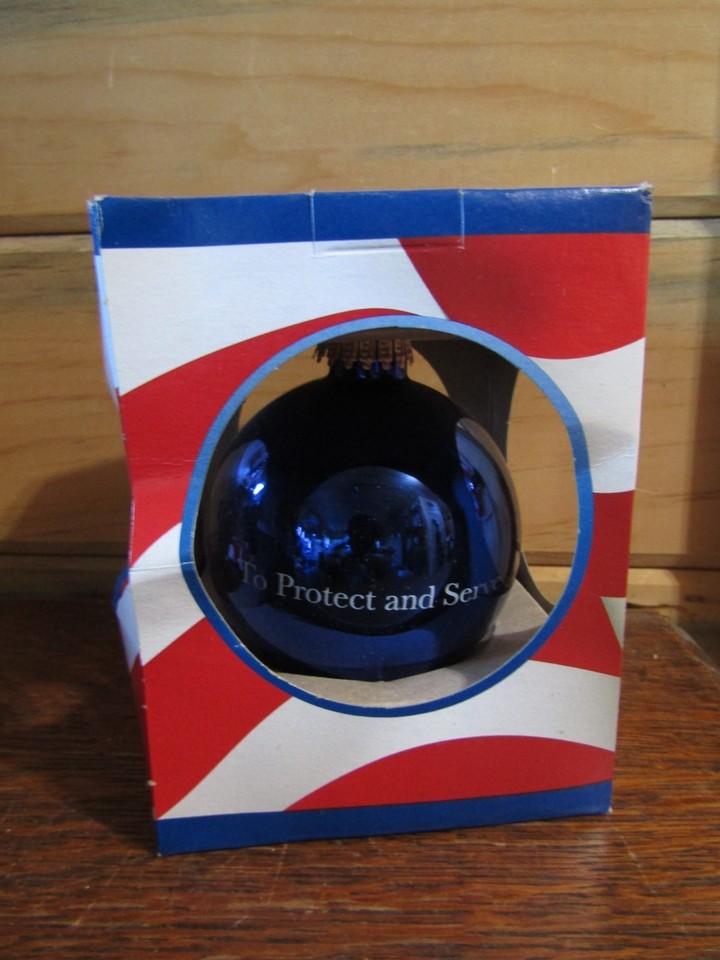NIP American Pride CHRISTMAS Vintage POLICE Glass TREE ORNAMENT - 1990 ...