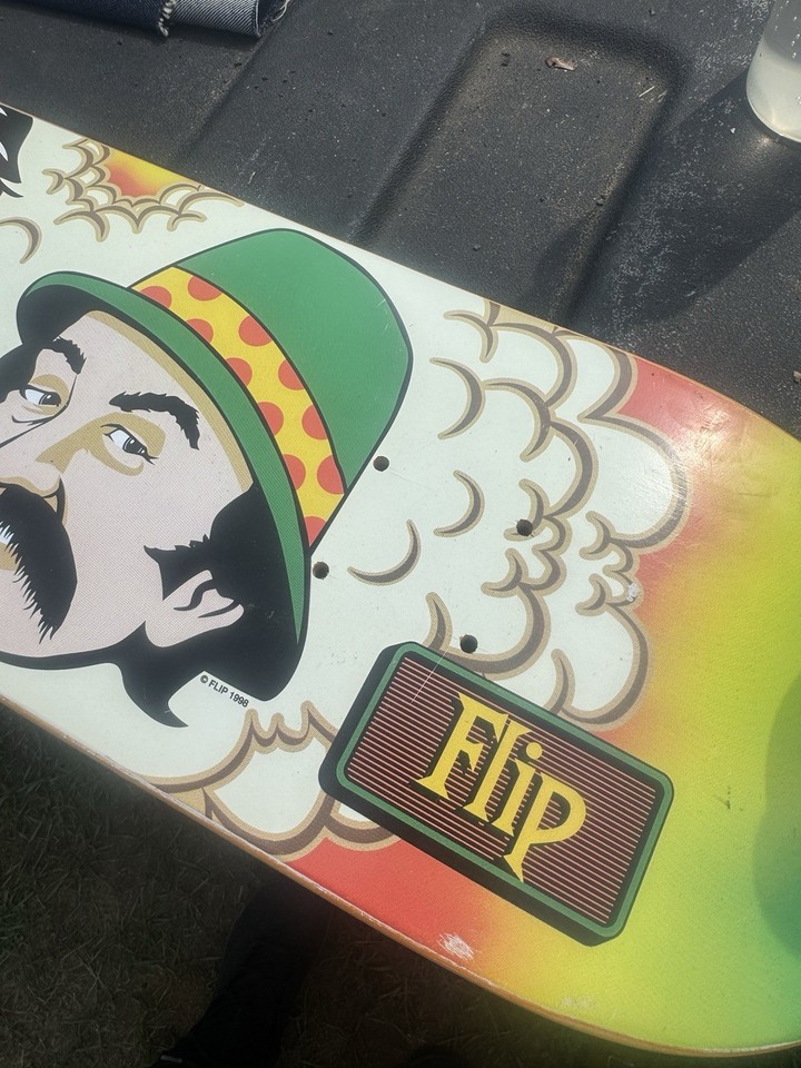 vintage original flip 1998 cheech chong deck red yellow green rasta ...