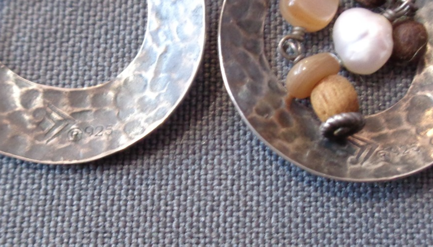 Silpada Earrings Dangle Open Hammered Disc Hoop Mixed Stones Sterling ...