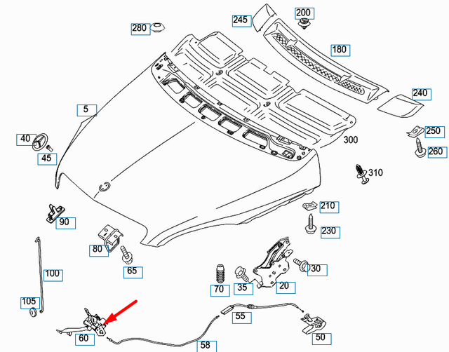 Mercedes-Benz B-class W245 Bonnet Lock Catch A1698800660 Genuine for ...