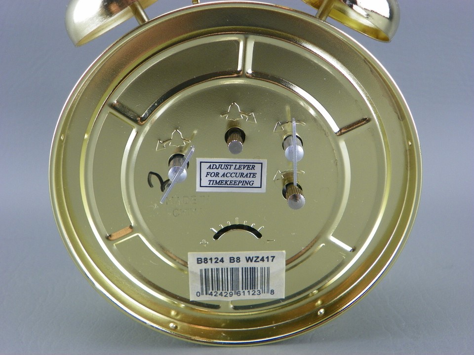 Bulova Brass Double Twin Bell Glow Keywind Travel Alarm Desk Nightstand ...