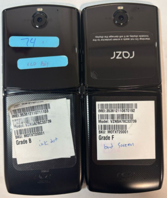 Lot of 2 NO POWER/BROKEN SCREENS Motorola Razr 2019 Black 128gb Verizon ...
