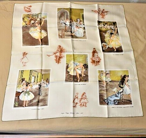 Vintage 70's Silk Scarf featuring the works of Edgar Degas | eBay