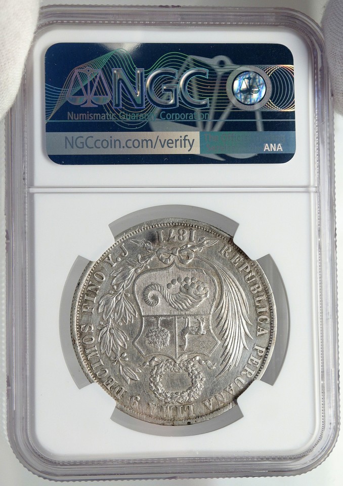 1871 YJ PERU South America Antique Original Silver Peruvian Sol NGC ...