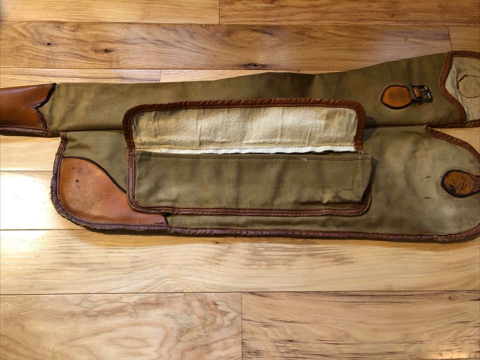 Vintage Red Head Canvas Break Down Gun Case Leather Trim Shotgun/rifle ...