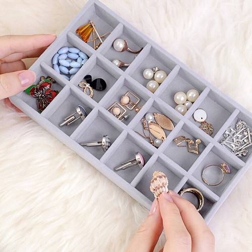 Velvet Jewelry Storage Tray Ring Necklace Display Organizer Box Holder ...