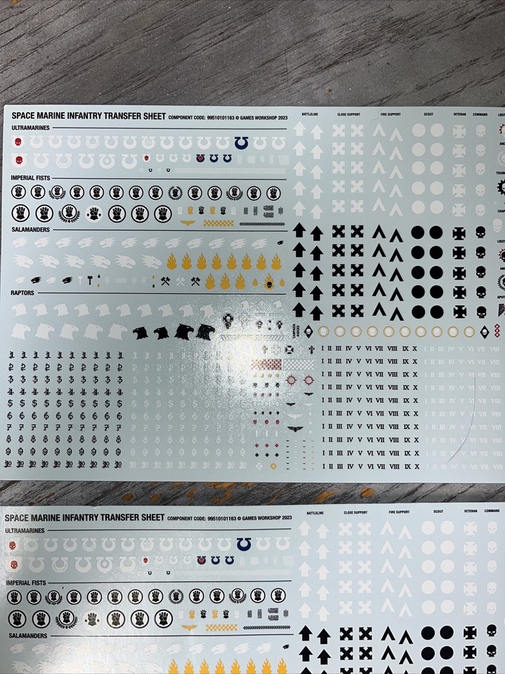 Warhammer 40k Space Marine Transfer Sheets X2, Imperial Fist ...