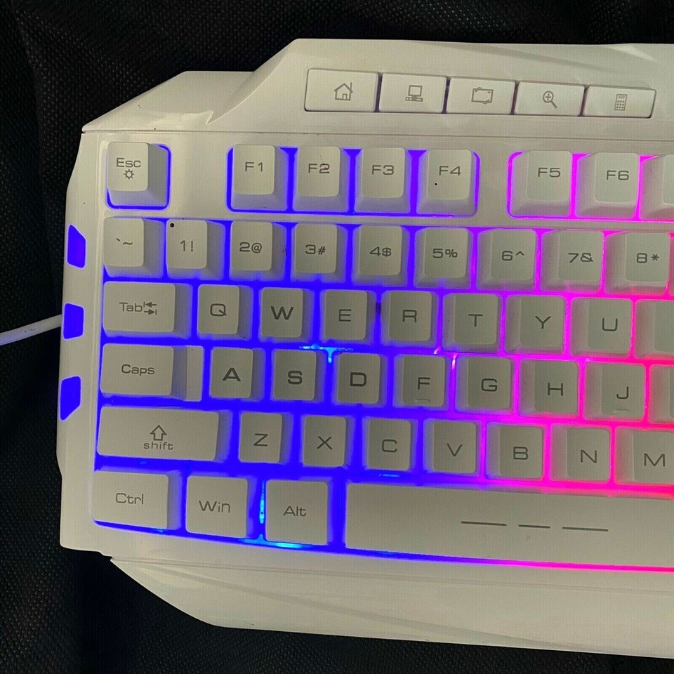 MageGee Keyboard and Mouse Combo USB Wired Backlit White Gaming RGB ...