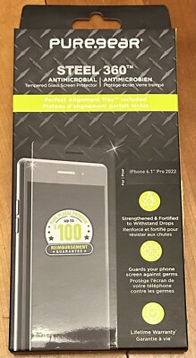 Pure Gear Steel 360 Antimicrobial Glass Screen Protector iPhone 2022 6. ...