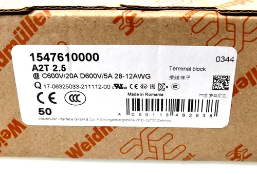 50pcs Weidmuller wiring terminal A2T 2.5 1547610000 | eBay