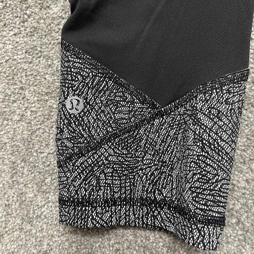 Lululemon Pants Womens 8 Black White Patterned Running Crop Leggings ...