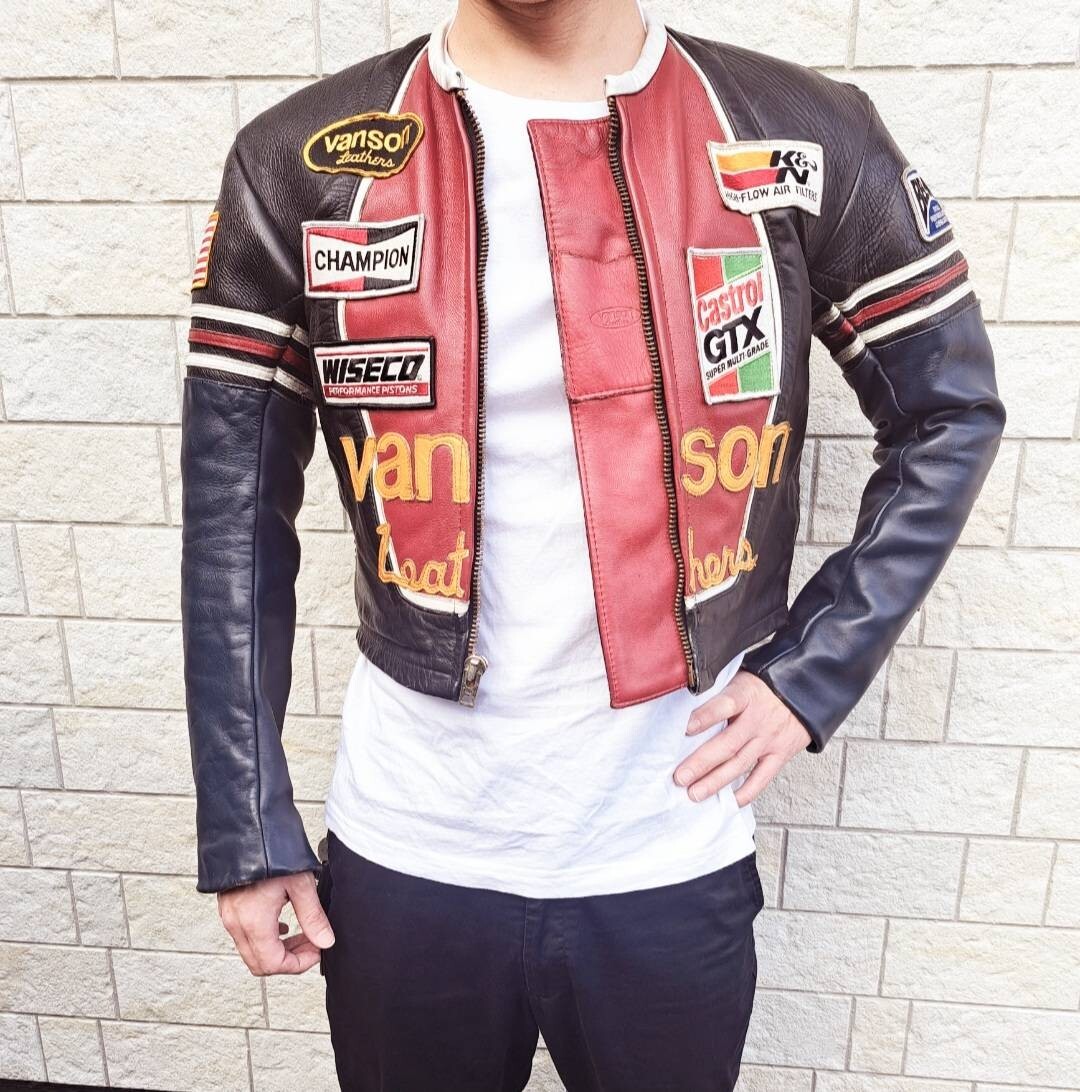 VANSON Leather Jacket One Star Motorcycle Riders Siz… - Gem