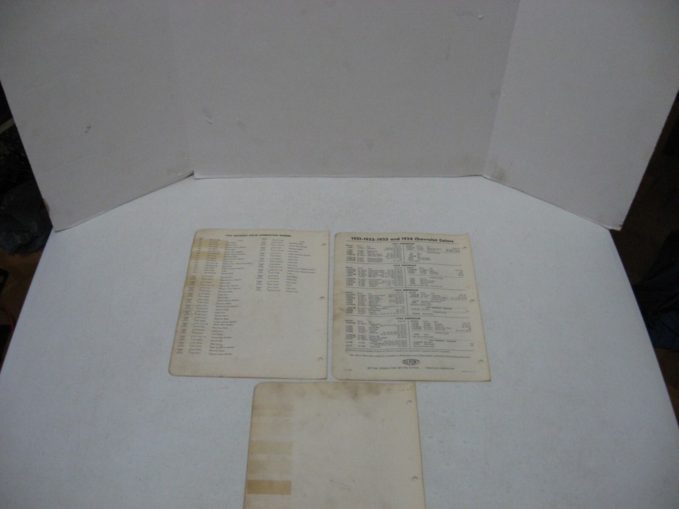 1955 Chevrolet Original DuPont 3 Page Paint Color Chip Chart | eBay