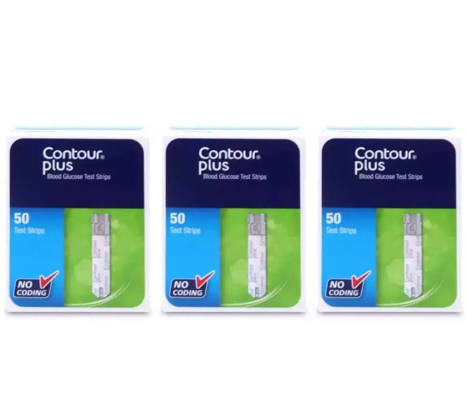 Contour Plus Blood Glucose Diabetic Test Strips. Three Box Listing 150 ...