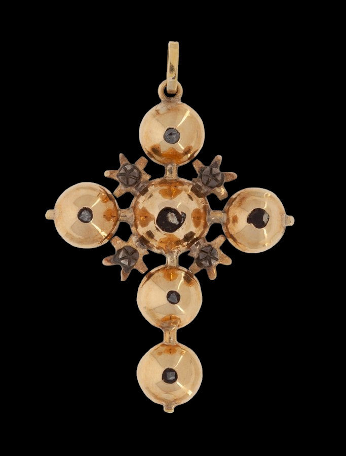 Antique Georgian Flemish gold 18k cross pendant cut d… - Gem