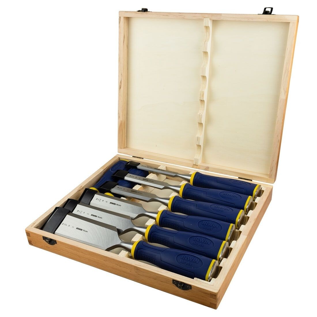 Irwin Marples 8 Pce Striking Cap Wood Chisel Set 1/4" - 2" +Wooden Case ...