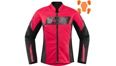 Icon Hooligan CE Red Women's Armored Motorcycle Street Jacket Size ...