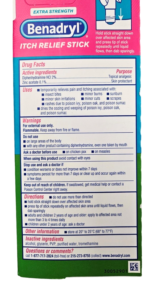 Benadryl STICK Itch Relief Bites, Stings CLEARANCE! EXP 06/2026 | eBay