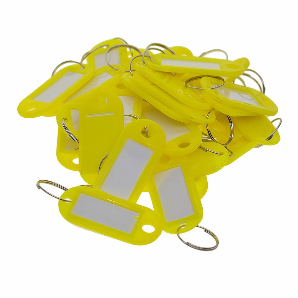 50X BULK KEY TAGS PLASTIC IDENTITY CAR KEY RINGS Yellow | eBay