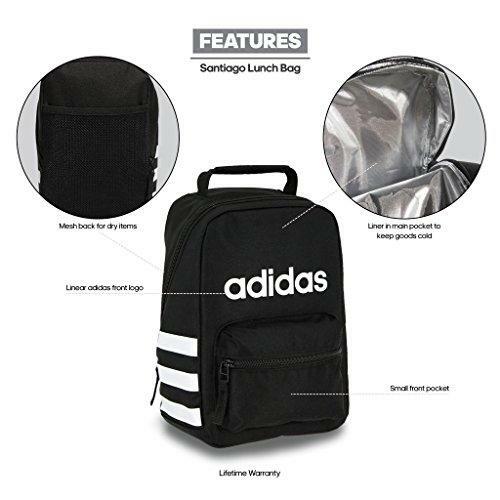 ADIDAS SANTIAGO LUNCH KIT Lunch Bag Cooler Black/White - One Size ...