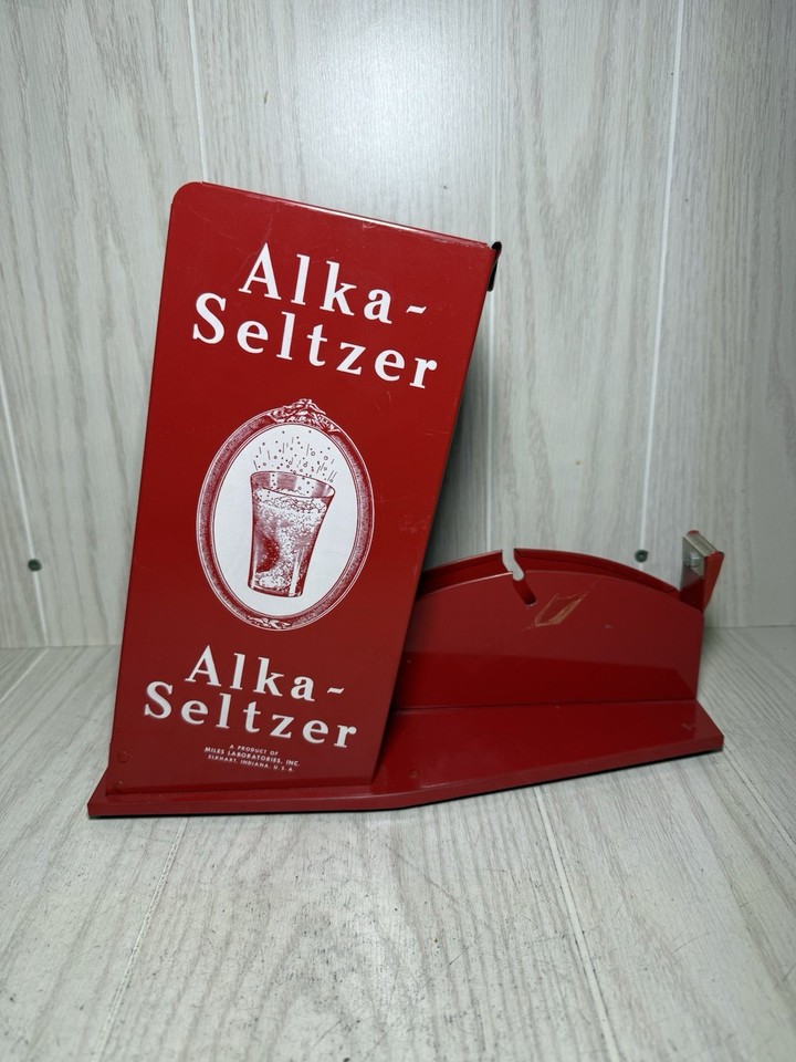 ** VINTAGE ALKA-SELTZER ADVERTISING DISPLAY TIN SIGN TAPE DISPENSER ...