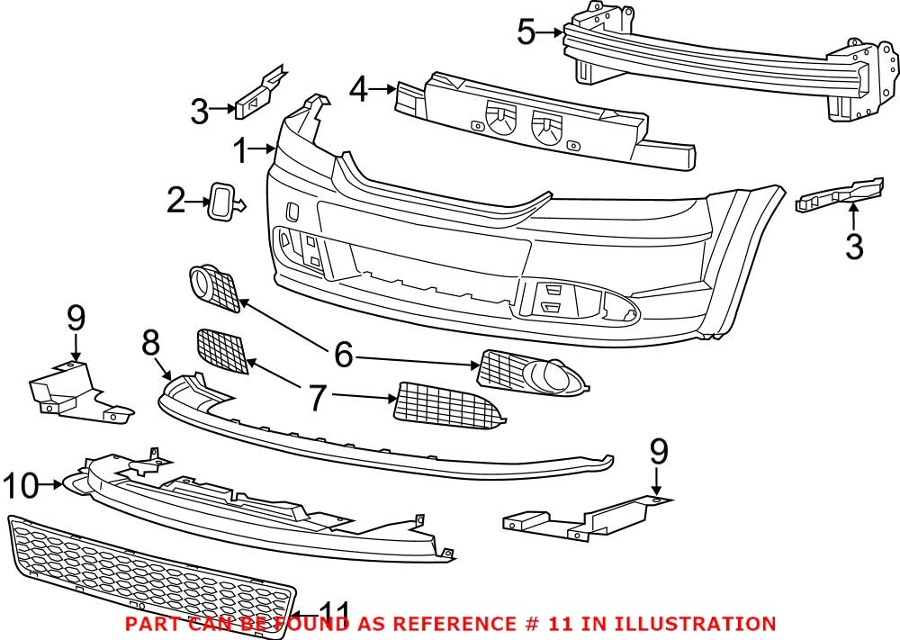 Genuine Mopar Center Bumper Grille Bezel Insert 68079839AC | eBay