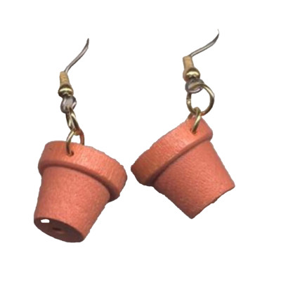 Cute Funky Terra Cotta FLOWER POT EARRINGS Garden Planter Charms ...
