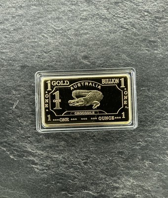 Gold bar - Australian Crocodile 1oz Ingot! Finished In 999 Fine 24K ...