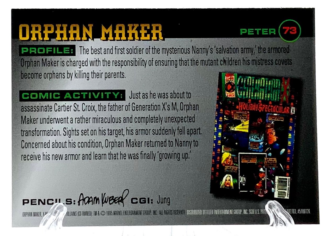 1996 Fleer Marvel X-Men Orphan Maker Super Villain #73 Peter Trading ...