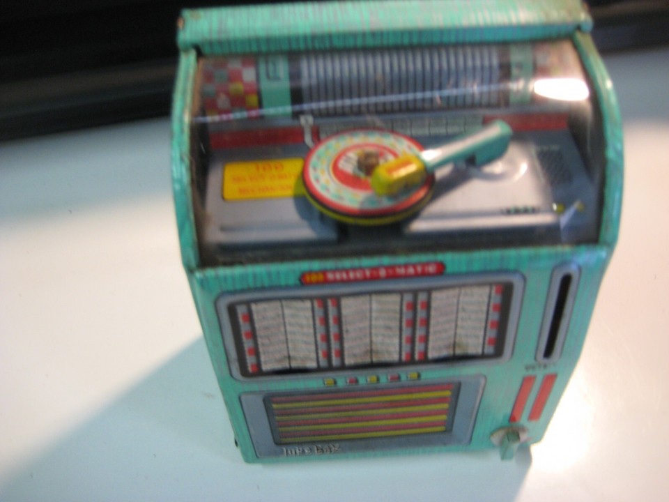 vtg tin litho japan wind up juke box bank | eBay