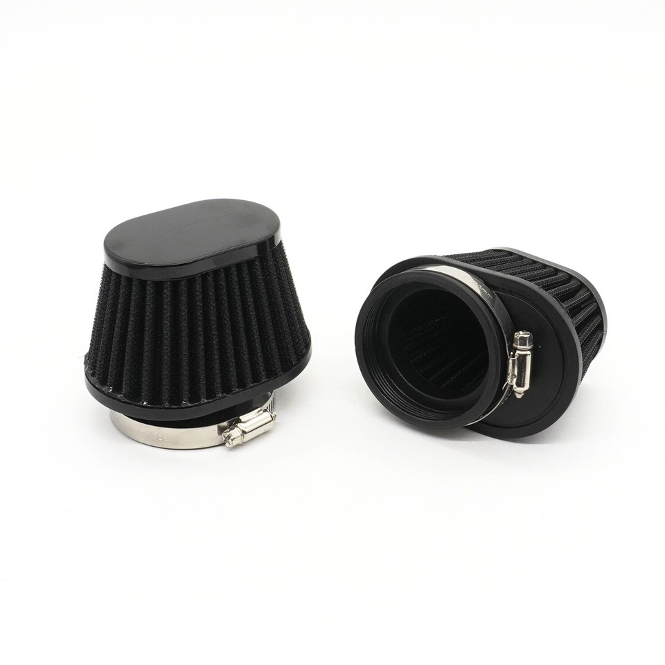 1 Pair 2in Car High Flow Cone Air Filter Kit Black Accessory Auto ...