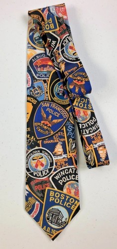 Police Patches Men's Neck Tie Ralph Marlin Policeman Cop Gift Black ...