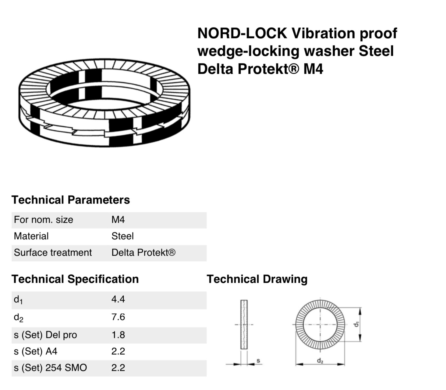 Nord Lock Washers Genuine Wedge lock Washers Sizes M4 to M24 Steel ...