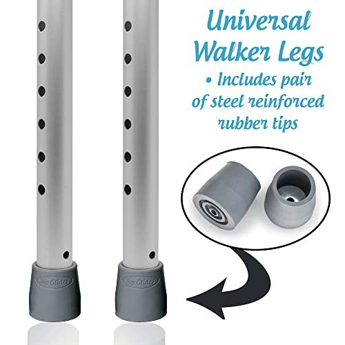 Universal Walker Replacement Legs with Free Rubber Tips - Gray - 1 Pair ...