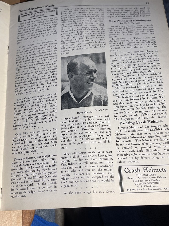 1934 National Speedway Weekly Magazine, Mauri Rose Cover | eBay