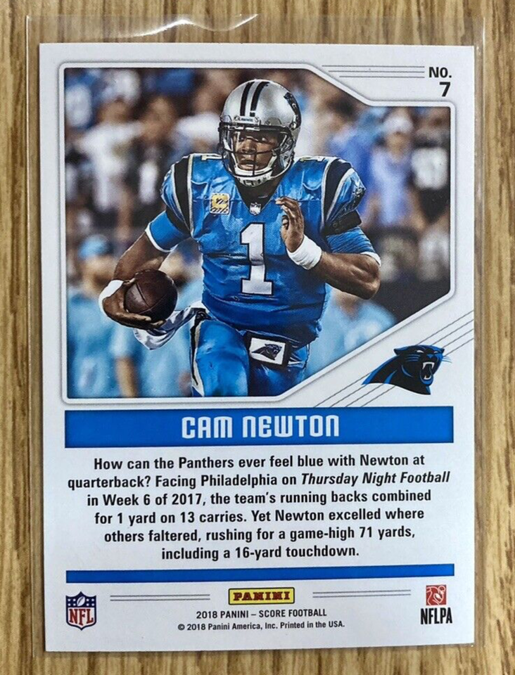2018 Score Color Rush Cam Newton Carolina Panthers #7 | eBay