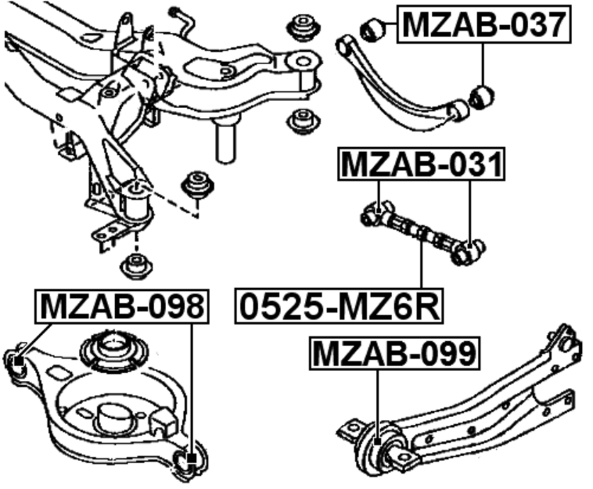 REAR TRACK CONTROL ROD Febest 0525-MZ6R OEM G21D-28-500D | eBay