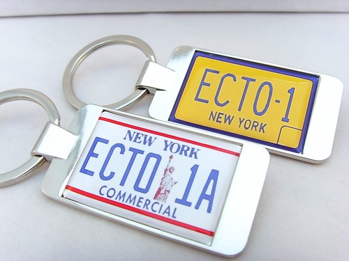 GHOSTBUSTERS ECTO 1A ECTO-1 NUMBER PLATE KEY FOB KEYFOB KEYRING BOTTLE ...