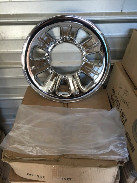 Set of 4 for Ford 15" Chrome Wheel Hub Caps Skins Cover 7 Spoke 5 Lug ...