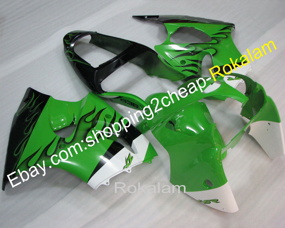 For NINJA ZX-6R 00 01 02 ZX6R ZX 636 Green Black White ABS Sportbike ...