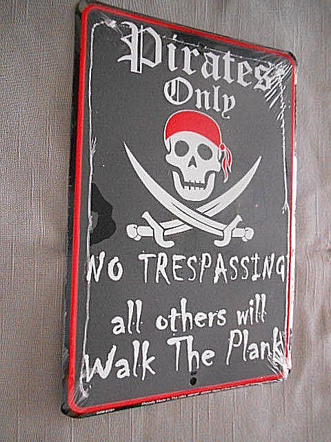 PIRATES ONLY 12" x 8" Stamped Tin Sign Man Woman Kids Cave Vessel USA ...