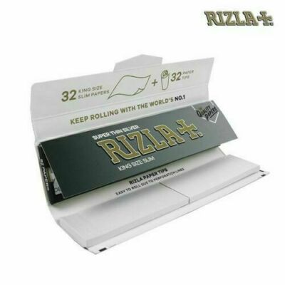 RIZLA KING SIZE SILVER SUPER SLIM PAPERS & PERFORATED TIPS * COMBI PACK ...